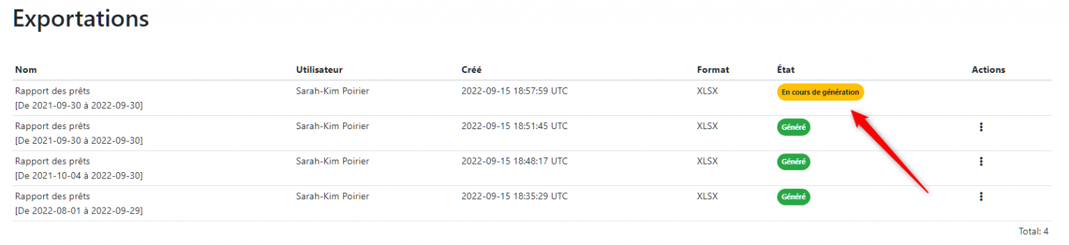 Nouveau module « Exportations » pour les rapports et les listes ...